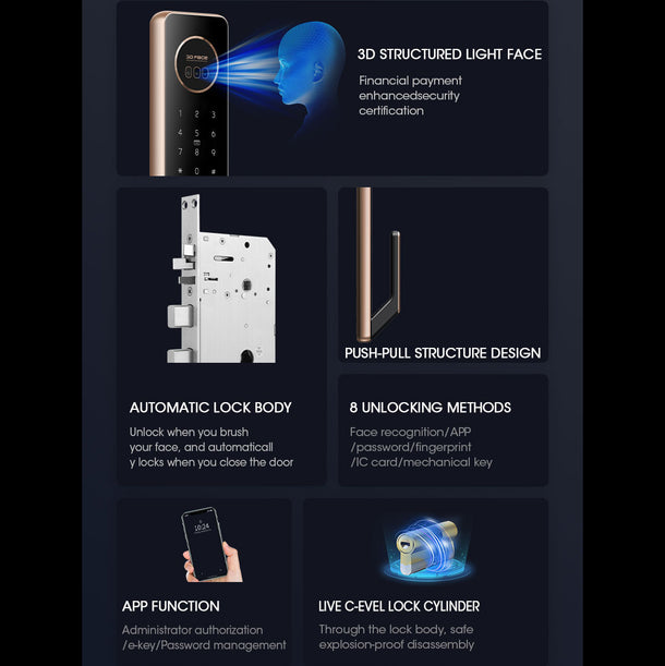 Locstar-T100A TTlock APP Face Recognition Fingerprint Code Card Digita